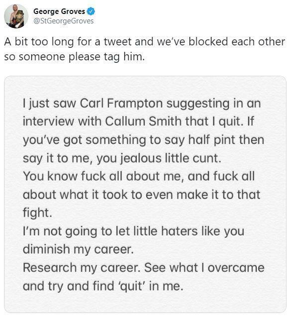 George Groves attacks 'little c***' Carl Frampton for 'quit' remark ...