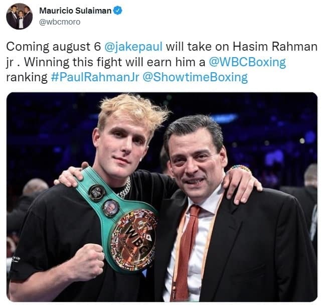 Disgust as WBC offer Jake Paul ranking for one win over pro boxer ...